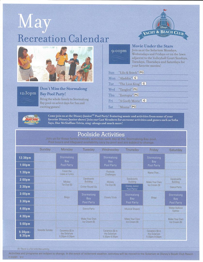 Yacht & Beach Club Activities Schedules | The DIS Disney Discussion ...